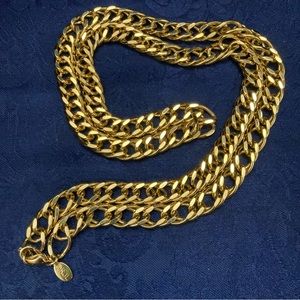 Kenneth Jay Lane | Jewelry | Kjl Gold Plated Double Curb Link 3 Chain ...